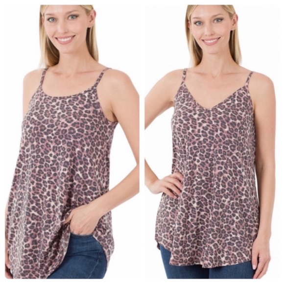 Tops | Leopard Print Vneckscoop Neck Front And Back Reversible ...